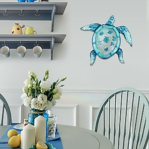 LIFFY 20Inch Metal Sea Turtle Wall Decor Hanging Wall Art Decorations for Beach Pool Patio Seametal