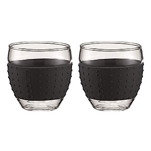 Bodum Pavina Set of 2 Glass Mugs, 0.35L, 12oz, Black