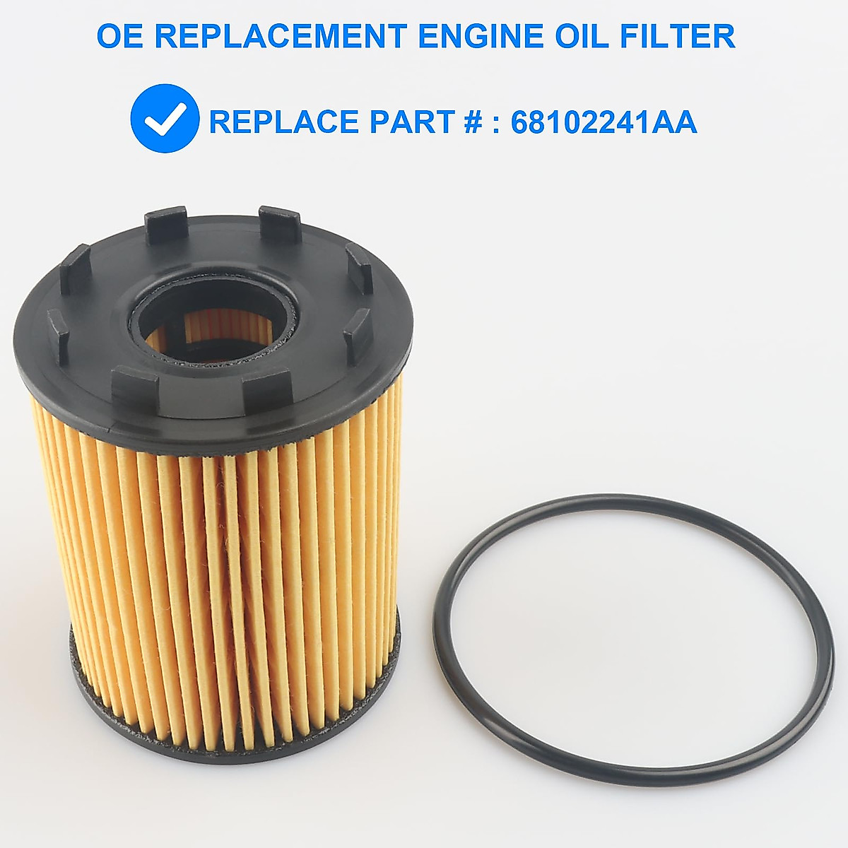 Oil Filter, Replace 68102241AA Compatible with Dodge Fiat Jeep 1.4-2012-2016 Dodge Dart, 2017-2020 Fiat 124 Spider, 2012-2019 Fiat 500 Abarth, 2014-2020 Fiat 500L, 2016-2018 500X, 2015-2019 Renegade