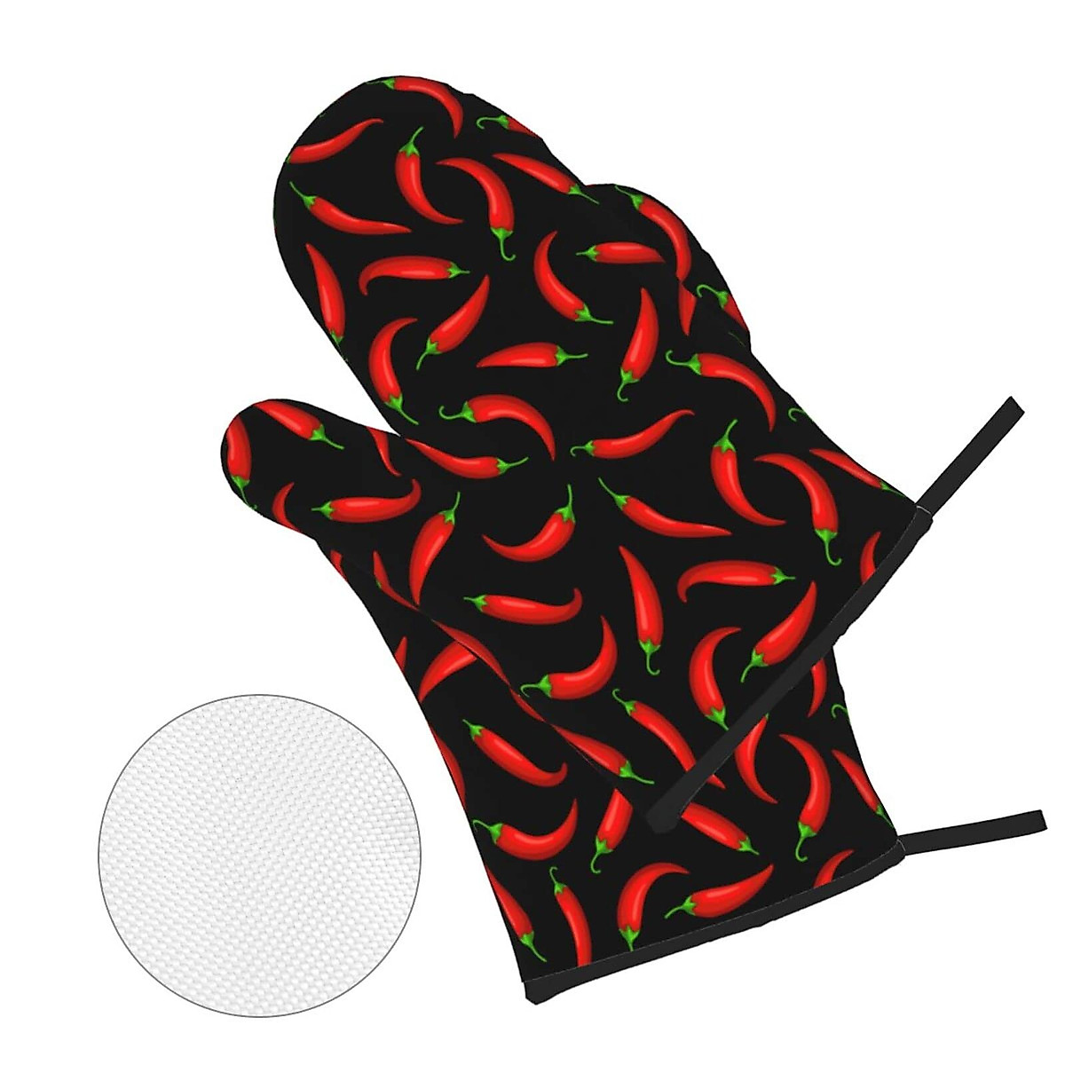 BOKEKANG Chili Peppers Pattern Oven Mitts and Pot Holders Sets of 4 Kitchen Mitts Heat Resistant Oven Gloves Set Potholders for Kitchen Baking Grilling BBQ