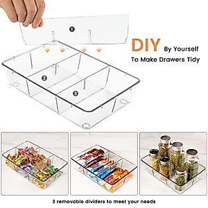 Criusia 9 Pack Drawer Organizer, 3 Sizes Clear Plastic Drawer Organization Storage Bins, Non-Slip Drawer Dividers for Makeup, Jewelry, Snacks, Office, Bedroom, Kitchen, Bathroom