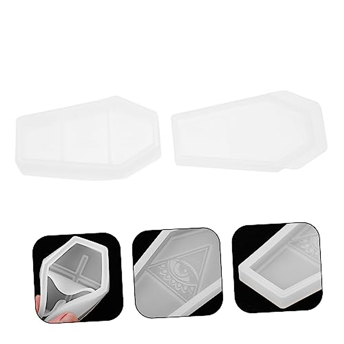 Amosfun 2 Sets Coffin Storage Mold Ornament Storage Box Makeup Storage Box Dice Resin Mold Resin Coffin Caskets Makeup Storage Tray Molds Handmade Craft Mold Handmade Mold for Home White