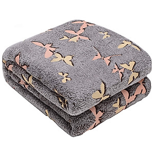 Glow in The Dark Throw Blanket,Super Soft Warm Cozy Fuzzy Plush Butterfly Pattern Blanket for Halloween Christmas Teens Kids Girls Best Friend Birthday 50 x 60 Inches