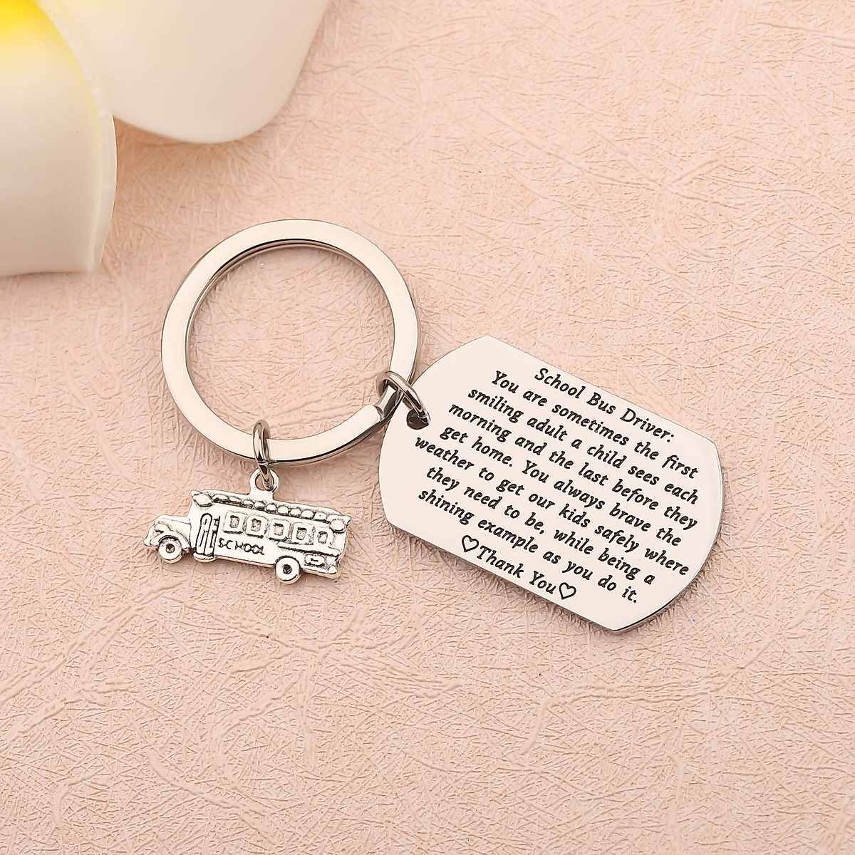 School Bus Driver Appreciation Gift Thank You Keychain Gifts for School Bus Driver Back to School Gift (silver)