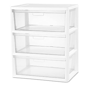 Sterilite 4538001K Wide 3 Drawer Tower- White KD, 1 -Pack