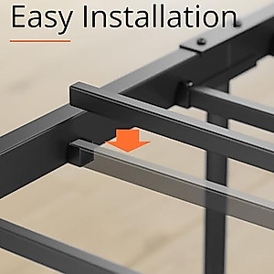 LIKIMIO Queen Bed Frame with 55 Inches upholstered high headboard, Sturdy and No Noise Platform Bed, No Box Spring Needed, Easy Assembly, Vintage Brown