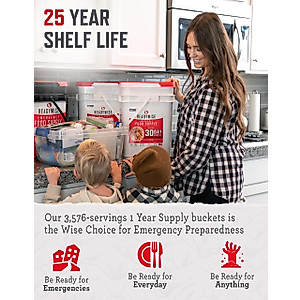 READYWISE- 1 Year, Emergency Food Supply, 3,576 Servings, 24 Buckets, Freeze-Dried, MRE, Camping, Hiking, Survival, Adventure Meal, 25-Year Shelf Life