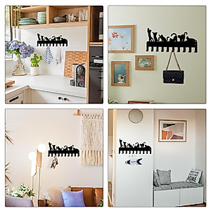 SUPERDANT Cat Key Hook Holder 6 Style Cat Decorative 10 Hook Metal Key Holder Wall Mounted Entryway Key Belt Umbrella Hooks Personalized Key Hanger for Front Door
