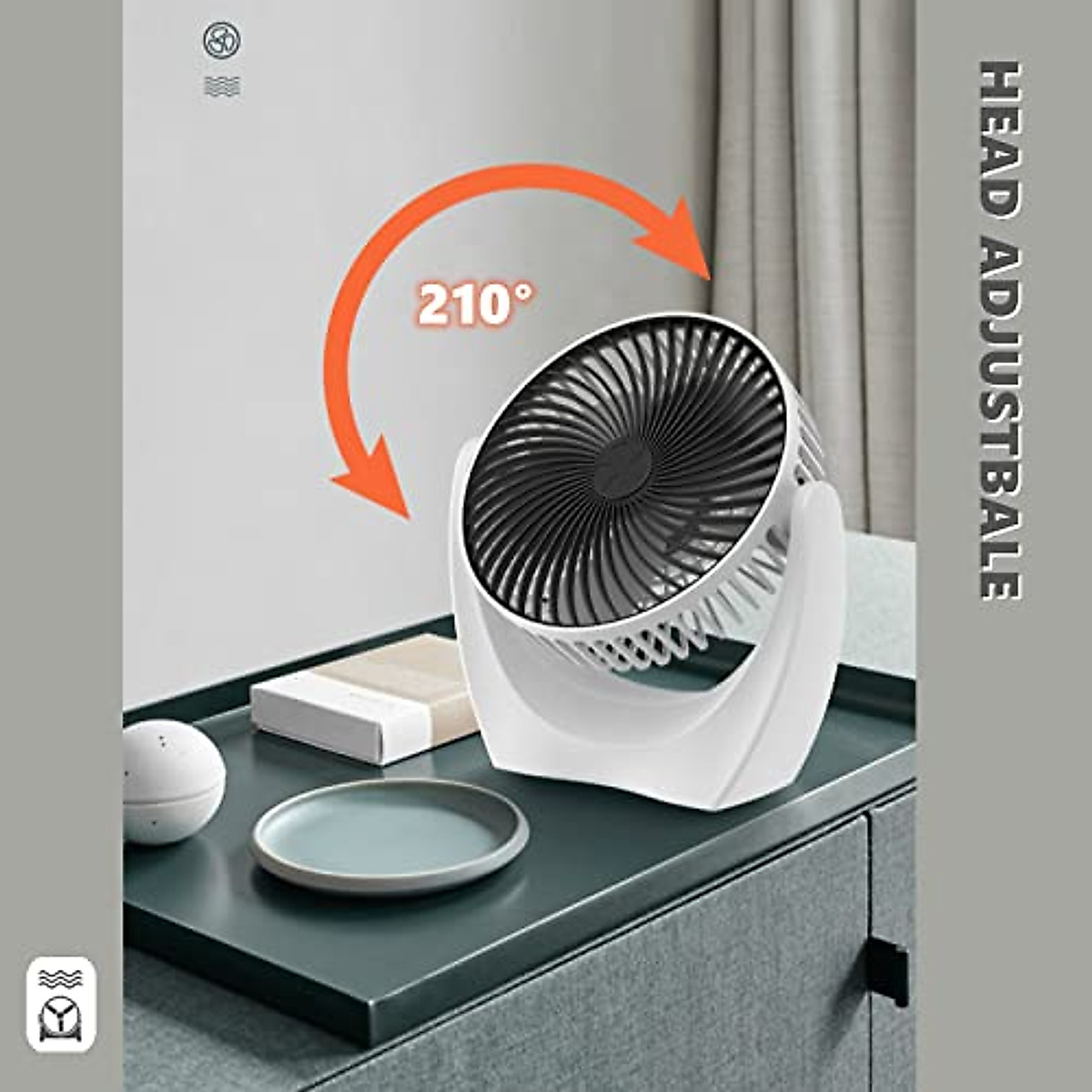 Chchmu USB Desk Fan Mini Desktop Table Fans 2 Speeds Personal Quiet Fan with Strong Airflow Portable Cooling Fan with Head Adjustable for Home Bedroom Office Table & Desktop, Gold