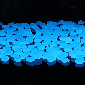 Glow in The Dark Rocks Outdoor Decorative Stones (1000 PCS White Glows Blue) Small Luminous Pebbles for Garden Walkway Fish Tank Aquarium Planter Vase Filler