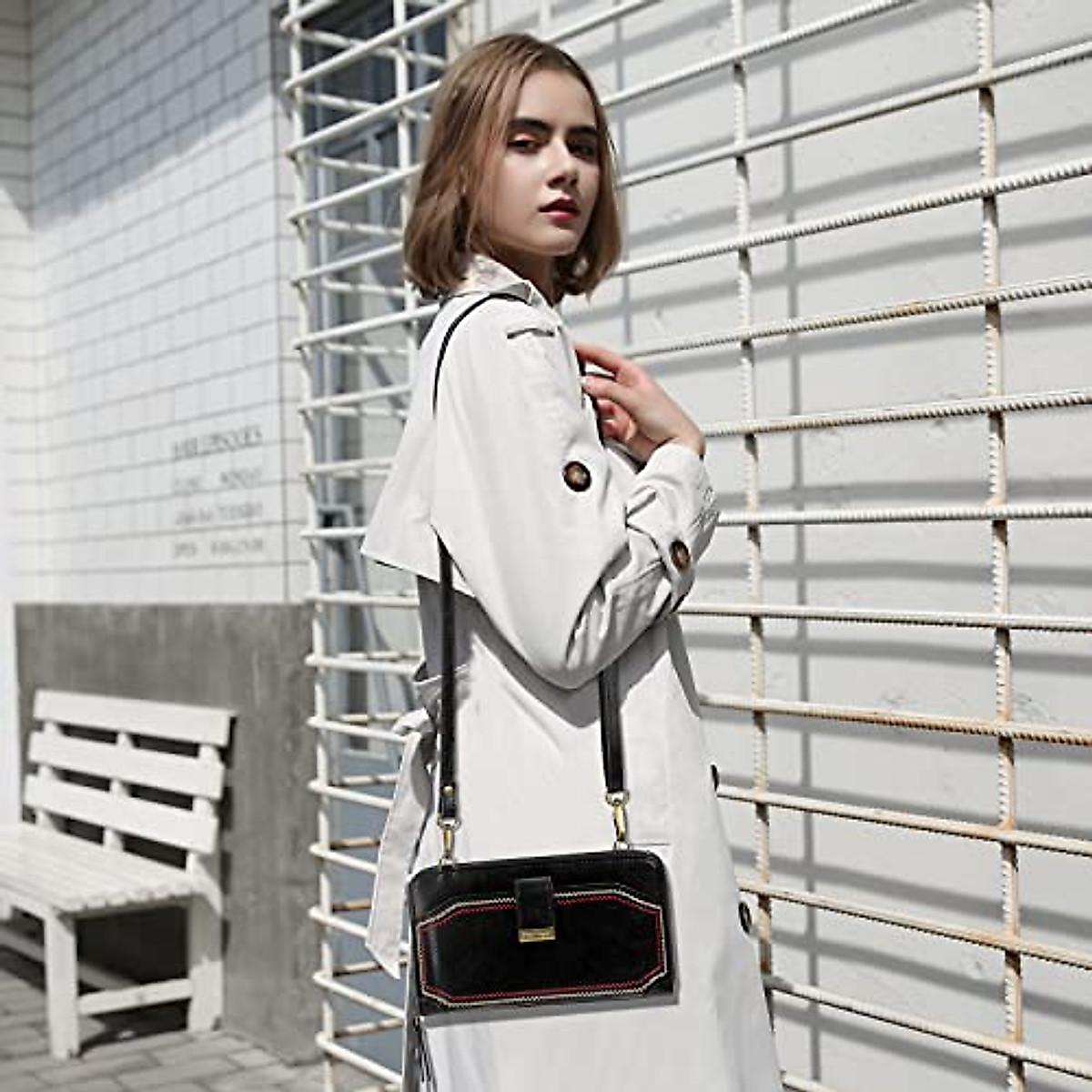 Pearl Angeli Small Crossbody Phone Bag RFID Cell Phone Purse Wristlet Credit Card Wallet Shoulder Bag Travel Black