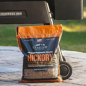 Traeger Grills Hickory 100% All-Natural Wood Pellets for Smokers and Pellet Grills, BBQ, Bake, Roast, and Grill, 20 lb. Bag