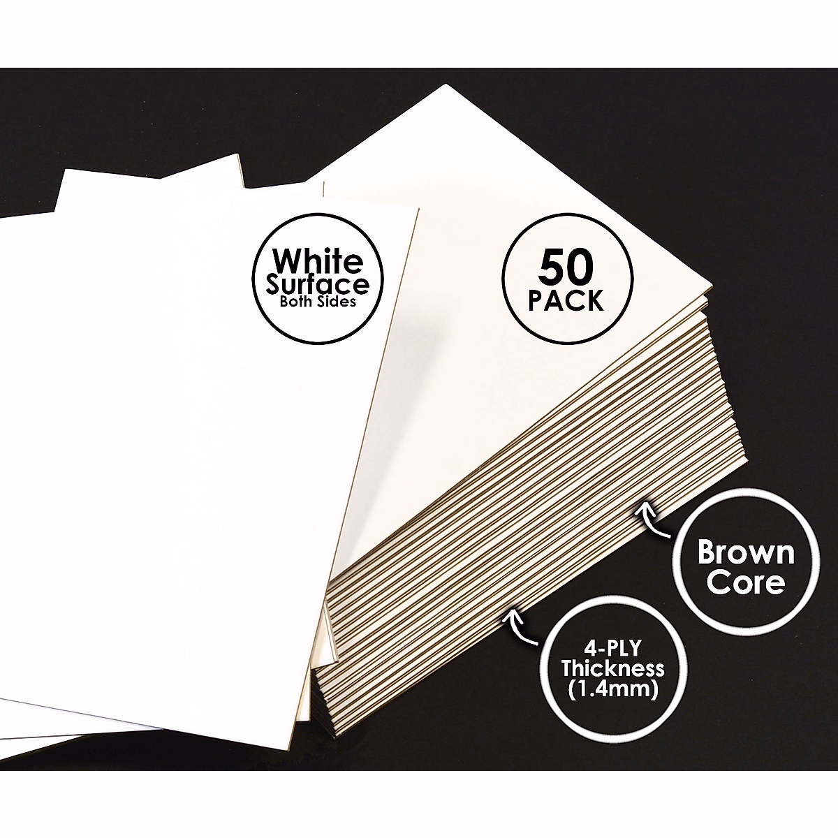 Golden State Art, 8.5x11 Picture Mat Matte Backerboards for Framing. Pack Contains 50 Backing Boards (White, 50 Pack)