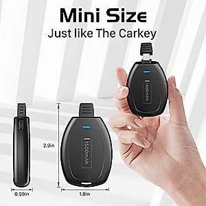 SHENMZ Mini Emergency Power Pod, [1500mAh] Keychain Portable Charger, Ultra-Compact External Fast Charging Power Bank Battery Pack Compatible for Android Phone-Black