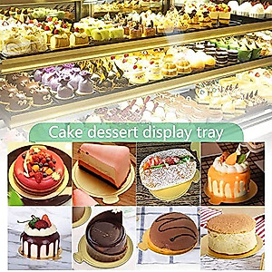 Abnaok Mini Cake Boards Golden Cardboard Mousse Cake Base 100PCS Cake Paper Board Dissert Plates Circle Patries Cardboard Cupcake Base Display Dessert Board Grease (Round Cake Base)