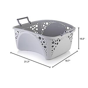 Minky Homecare 10gal Stackable Laundry Basket, Easy to Carry, Folding Handles – Ideal For Multipurpose Storage, Grey