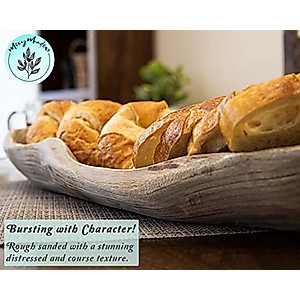 Moxy Meadows Large Wooden Dough Bowl - 18" long Wooden Decorative Bowl, great as a Centerpiece Bowl, Bread Bowl or Farmhouse Décor. Add style to your home with our wooden dough bowls for décor.