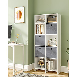 Hzuaneri Storage Cubes, 11.8-Inch Foldable Cube Storage Bin with Handles, Set of 6, Cube Storage Baskets for Organizing, Closet Organizers for Shelves, Bookcase, Grey SC07030W