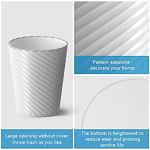 Bathroom Trash Can, 3 Pack 1.8 Gallons Small Trash Can with Trash Bags, Bathroom Garbage Can, Plastic Trash Bin, Round Waste Basket for Bathroom, Bedroom, Office, Kitchen, Room, Compact Space (White)