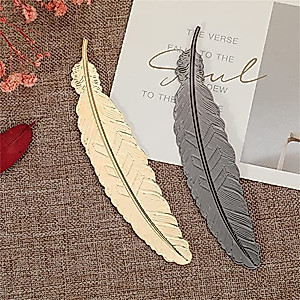 SONGBIRDTH Bookmark Electroplating Brass Exquisite Feather Bookmark Stationery for Daily Black A