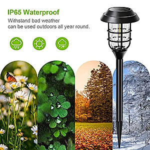 LETMY Solar Pathway Lights Outdoor, 8 Pack Bright Solar Lights Outdoor, IP66 Waterproof Auto On/Off Solar Garden Lights Solar Powered Landscape Lighting for Yard Patio Walkway Driveway Pathway - Black