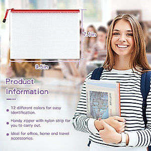 Umriox Small Zipper Pouch, 9.5x7.1 in (12 Colors, 36 Packs), Mesh Bags with Zipper, Storage Bags, Zipper Bags for Office Supplies Travel Storage