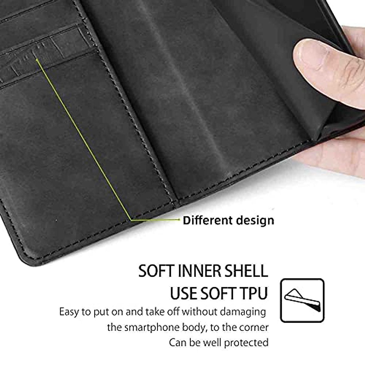 YOUKABEI MojieRy Phone Cover Wallet Folio Case for Samsung Galaxy S9 Plus, Premium PU Leather Slim Fit Cover for Galaxy S9 Plus, 3 Card Slots, Good Design, Black