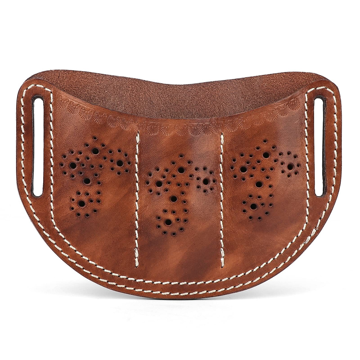 Tourbon Leather Pocket Folding Knife Sheath with 3 Slots Belt Holster Carry Open Top Trapper Knives Carrier