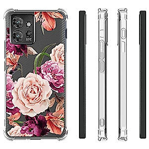 Osophter for Motorola ThinkPhone Case,Moto Think Phone 5G Case Women Girls Flower Floral Shock-Absorption Flexible TPU Rubber Phone Cover for Motorola Moto ThinkPhone(Purple Flower)