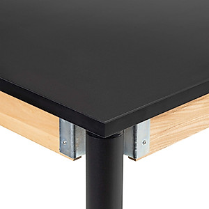 Learniture Heavy-Duty School Science Lab Table with Chemical-Resistant Top, Adjustable Height Science Table for Classrooms, 24" D x 54" W x 29" H, Black