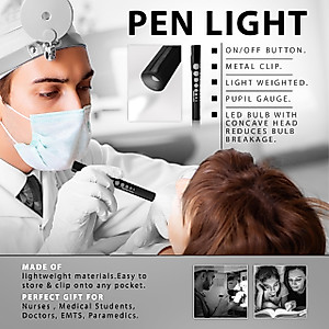 ASA TECHMED Premium 7 Piece Tactical Black Diagnostic Kit - Taylor Hammer, Measuring Tape, Tuning Forks, Bandage Scissors, Pupil Gauge Penlight, Snellen Eye Chart (Black)