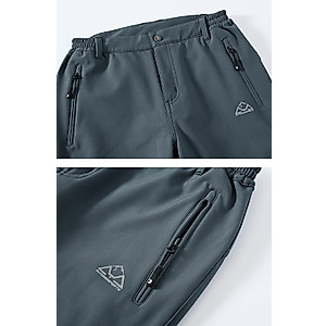 YSENTO Women's Snow Ski Waterproof Fleece Lined Pants Insulated Softshell Hiking Mountain Pants Grey Size XL