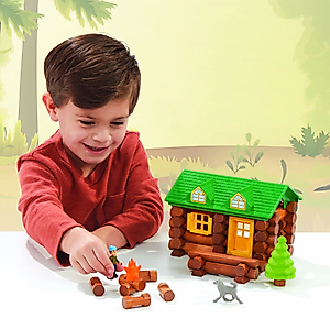 LINCOLN LOGS-On The Trail Building Set-59 Pieces-Real Wood Logs - Ages 3+ - Best Retro Building Gift Set for Boys/Girls-Creative Construction Engineering-Top Blocks Game Kit - Preschool Education Toy