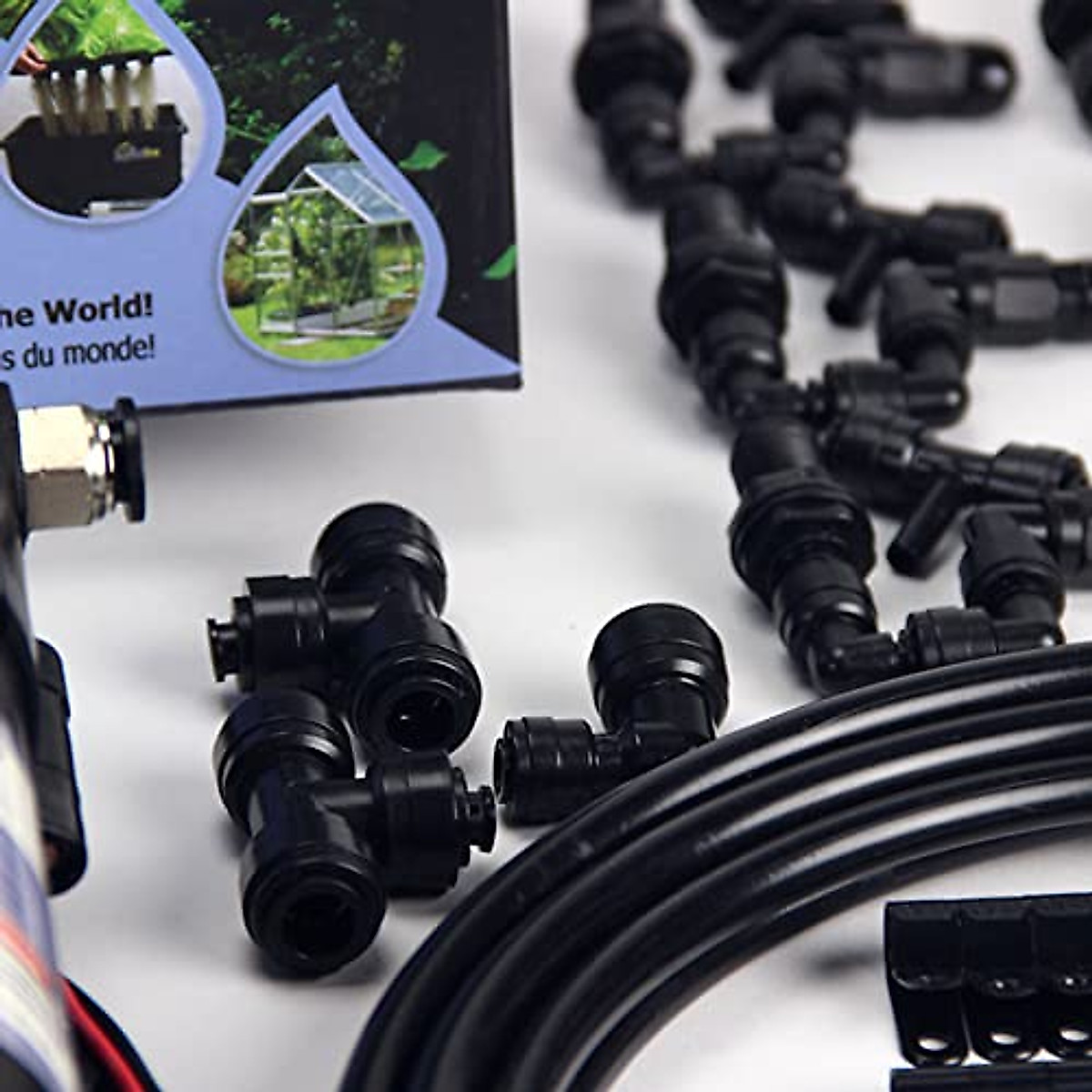 MistKing MKAMS5-125-300 5th Generation Advanced Misting System for Patio, Greenhouse, or Terrarium Cooling with Small Reservoir Filter