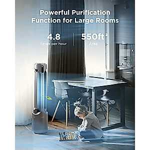 AIRMATE Bladeless Fan & HEPA Filter Air Purifier 2in1 with Remote, Silent 45”Oscillating Pedestal Fan, 5 Modes 24 Speeds, LED Display, 15H Timer, Auto Off, Portable Tower Fan for Bedroom Home Office