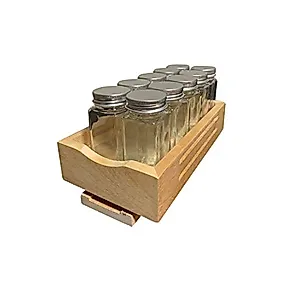 CabinetRTA Wood Pull Out Spice Rack Organizer for Cabinet - 5.5"(W) x 10"(D) x 2"(H) for Upper Kitchen Cabinets and Pantry Closet, for Spices, Sauces, Canned Food etc…