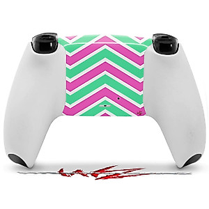 WraptorSkinz Skin Wrap compatible with Sony PS5 DualSense Controller Zig Zag Teal Green and Pink (CONTROLLER NOT INCLUDED)