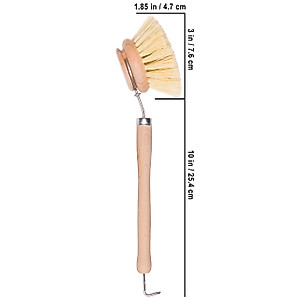 REDECKER Tampico Fiber Bristle 2-Inch All-Purpose Kitchen Dish Scrub Brush with Beechwood Handle - Bamboo Dish Brush Alternative for Pots, Pans, and Kitchen Utensils - Wood Dish Brush