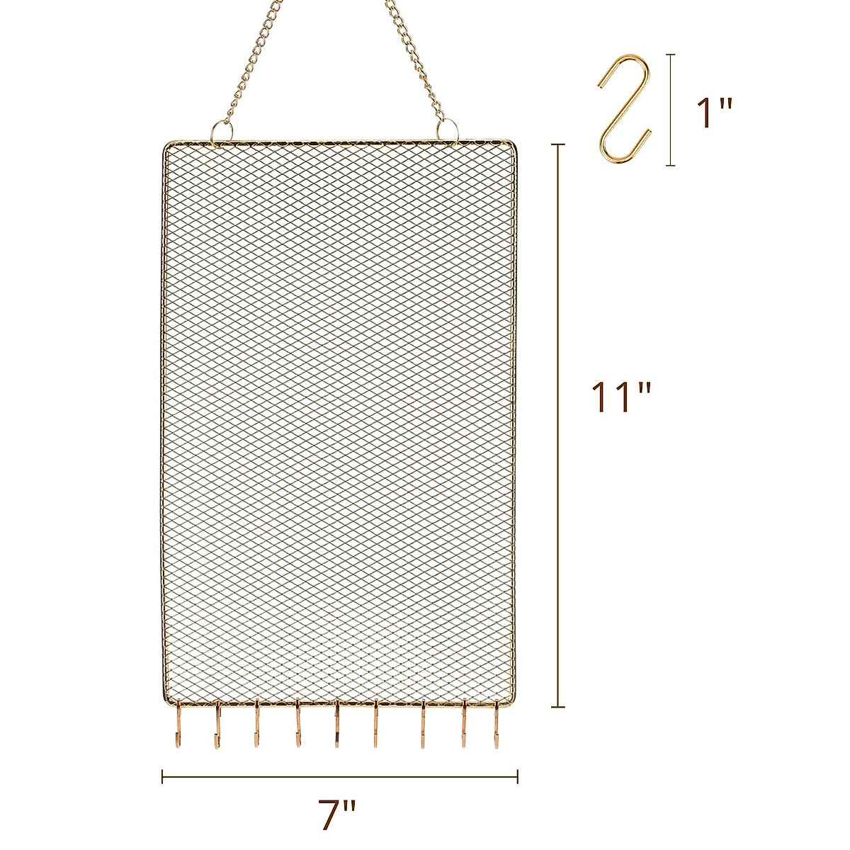 Heesch 2 Pack Earring Holder Wall Mounted Hanging Jewelry Organizer Display Decorative Metal Diamond Shape with Hooks for Necklaces Bracelets (Gold)