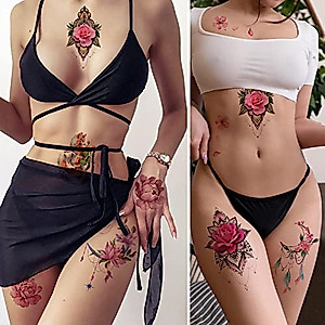 Roarhowl Extra Large Temporary Tattoo for Women Girls Sexy tattoo Flower Waterproof Fake Tattoos fake Tattoo