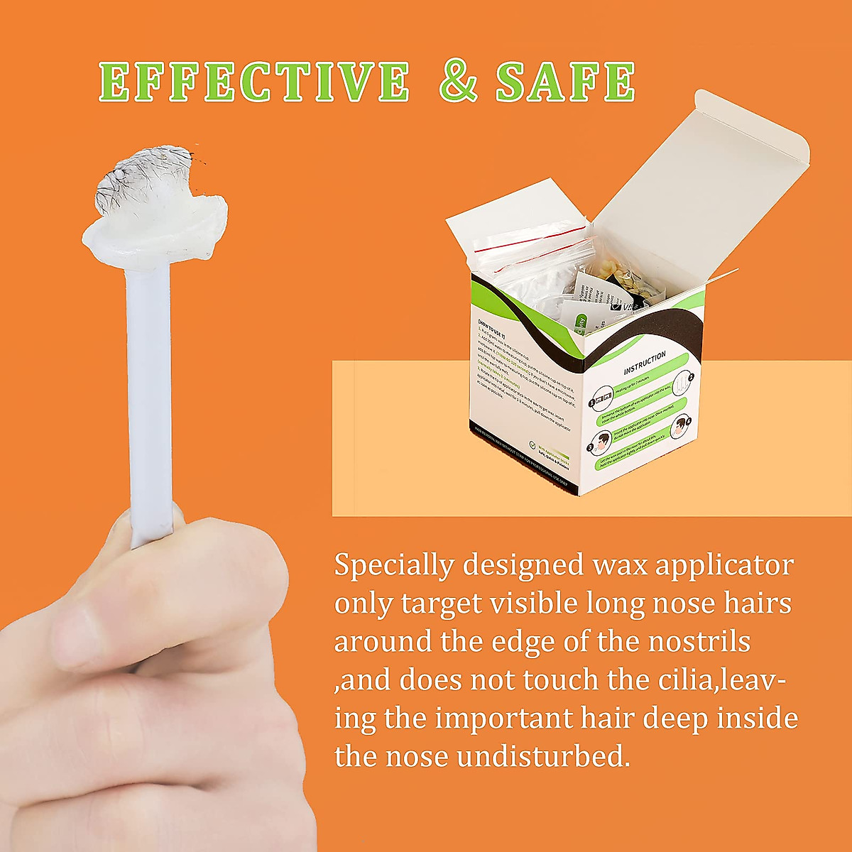 ViiLife Nose Wax Kit Nose Hair Removal with 20 Nose Wax Applicator Sticks Nose Hair Remover Kit Nose Hair Waxing Kit for Men and Women 10-20 Times Usage