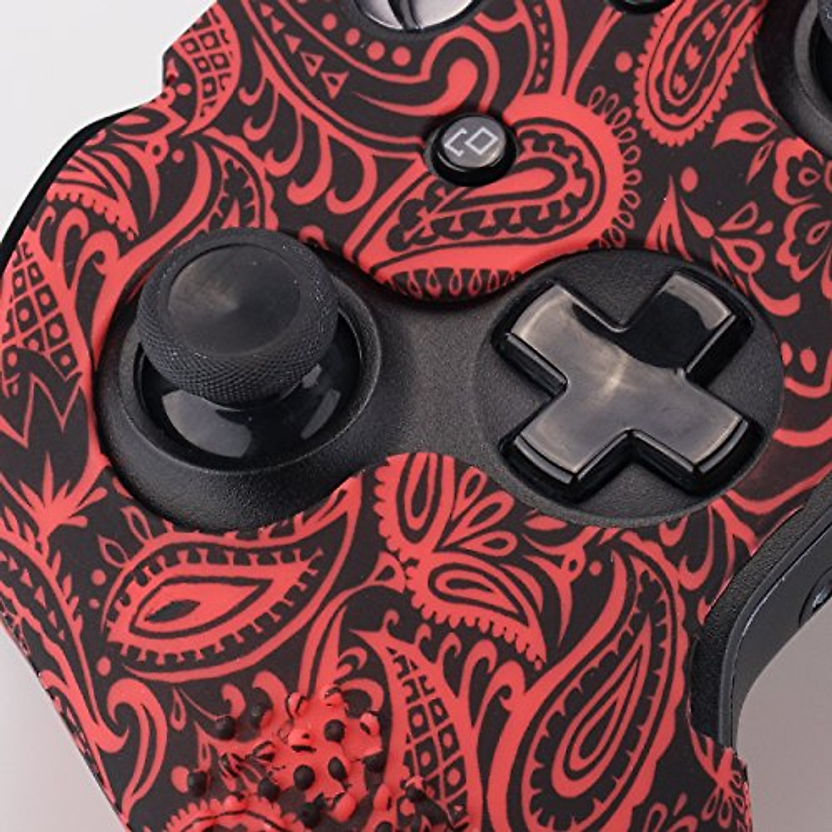 9CDeer Studded Protective Customize Transfer Printing Silicone Cover Skin Sleeve Case + 8 Thumb Grips Analog Caps for Xbox One/S/X Controller Leaves Red Compatible with Official Stereo Headset