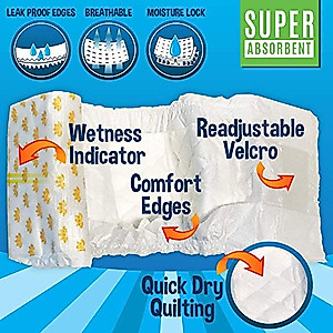 Disposable Dog Diapers Male | 20 Premium Quality Adjustable Doggie Wraps with Moisture Control and Wetness Indicator | 20 Count Small Size