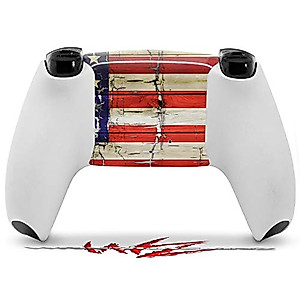 WraptorSkinz Skin Wrap compatible with Sony PS5 DualSense Controller Painted Faded and Cracked USA American Flag (CONTROLLER NOT INCLUDED)