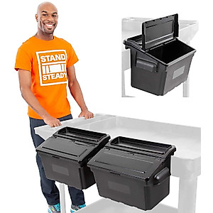 Stand Steady Original Tubstr Utility Cart, Removable Storage Bins, 3 Swivel Casters, 2.5 in Deep Tubs, HDPE Shelves, PVC Legs, Black