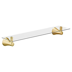 Moen YB0390BG Flara Collection 21-Inch Wide Glass Bathroom Vanity Shelf, Brushed Gold