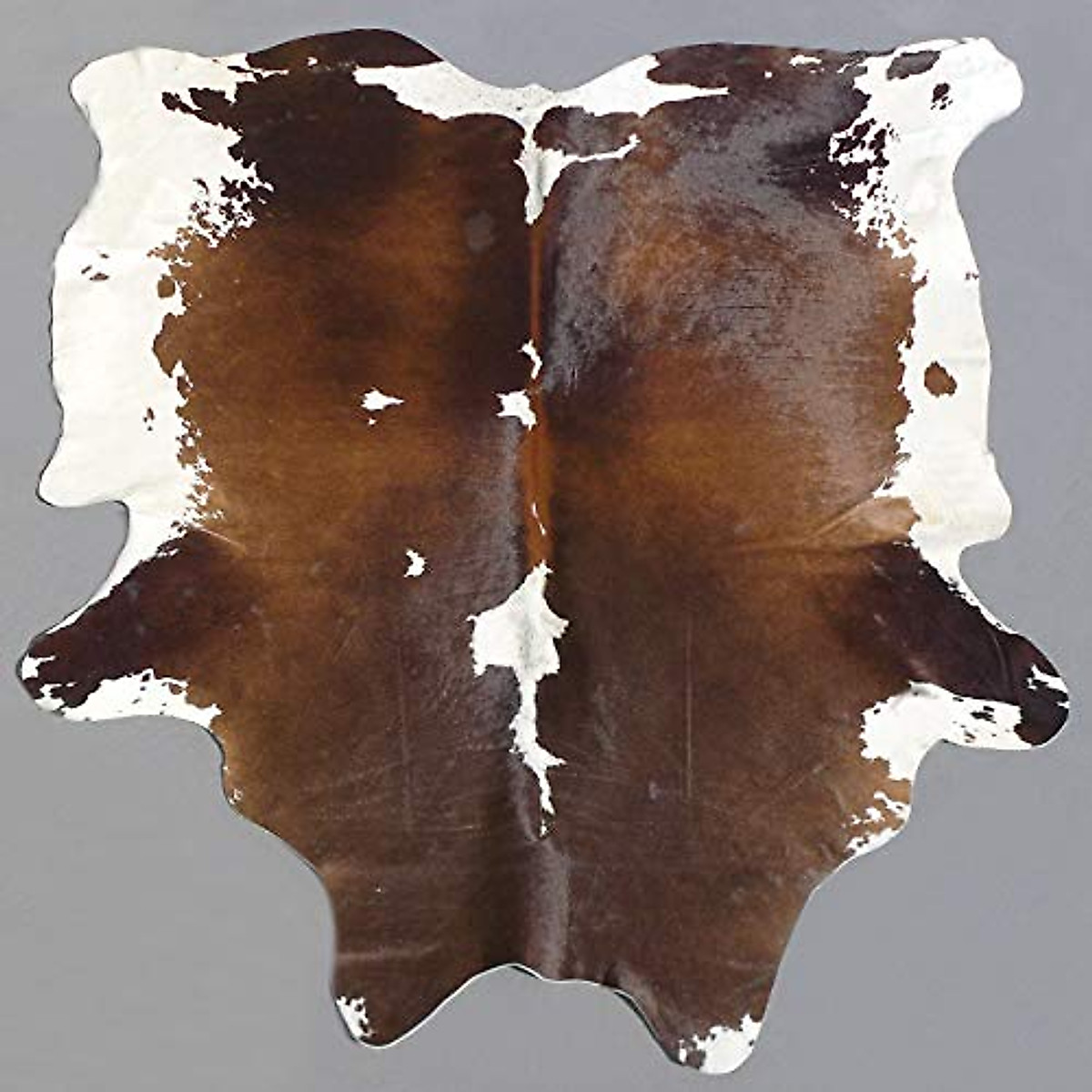 Brown and White Cowhide Rug Natural Cow Skin Cow Hide Leather Area Rug Hair On, Small 5 ft X 3 ft Premium Brown White Shed Free Natural Hide