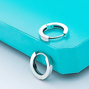 Small Silver Hoop Earrings for Women : 14k White Gold Plated Hypoallergenic Tiny Cartilage Huggie Girls Ear Jewelry