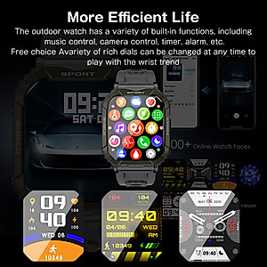 tonoue Smart Watches for Men, Bluetooth Call 1.83" Military Tactical Outdoor Sports Smartwatch 5ATM/IP68 Waterproof Fitness Watch Tracker for Android iOS iPhones with Heart Rate Blood Pressure (Black)