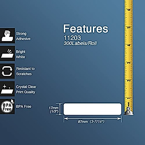 BETCKEY - Compatible File Folder Labels Replacement for Brother DK-1203 (2/3" x 3-7/16"), Use with Brother QL Label Printers [20 Rolls/6000 Labels]